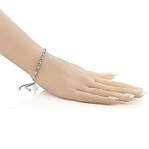 Gem Stone King 925 Sterling Silver 2.5MM Round Gemstone Birthstone Tennis Bracelet | Fits Up To 9 Inch Wrist | Adjustable Bolo Bracelet For Women | Easy-On Easy-Off