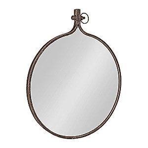 Kate and Laurel Yitro Round Industrial Rustic Metal Framed Wall Mirror, 23.5x28.5, Rustic Metal, Chic Industrial Accent Mirror for Wall