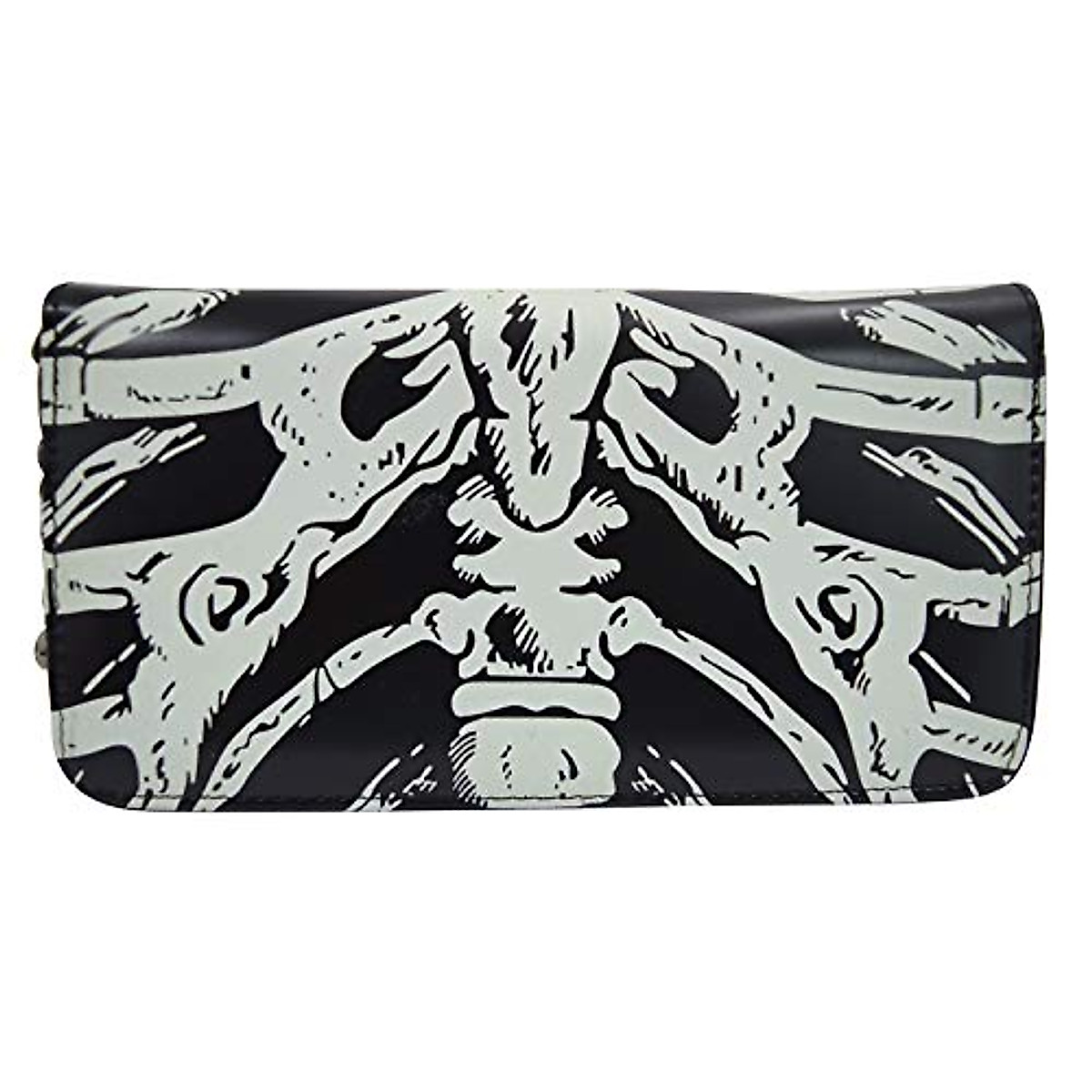 Lost Queen Gothic Skeleton Ribcage Glow in the Dark Zip Around Wallet