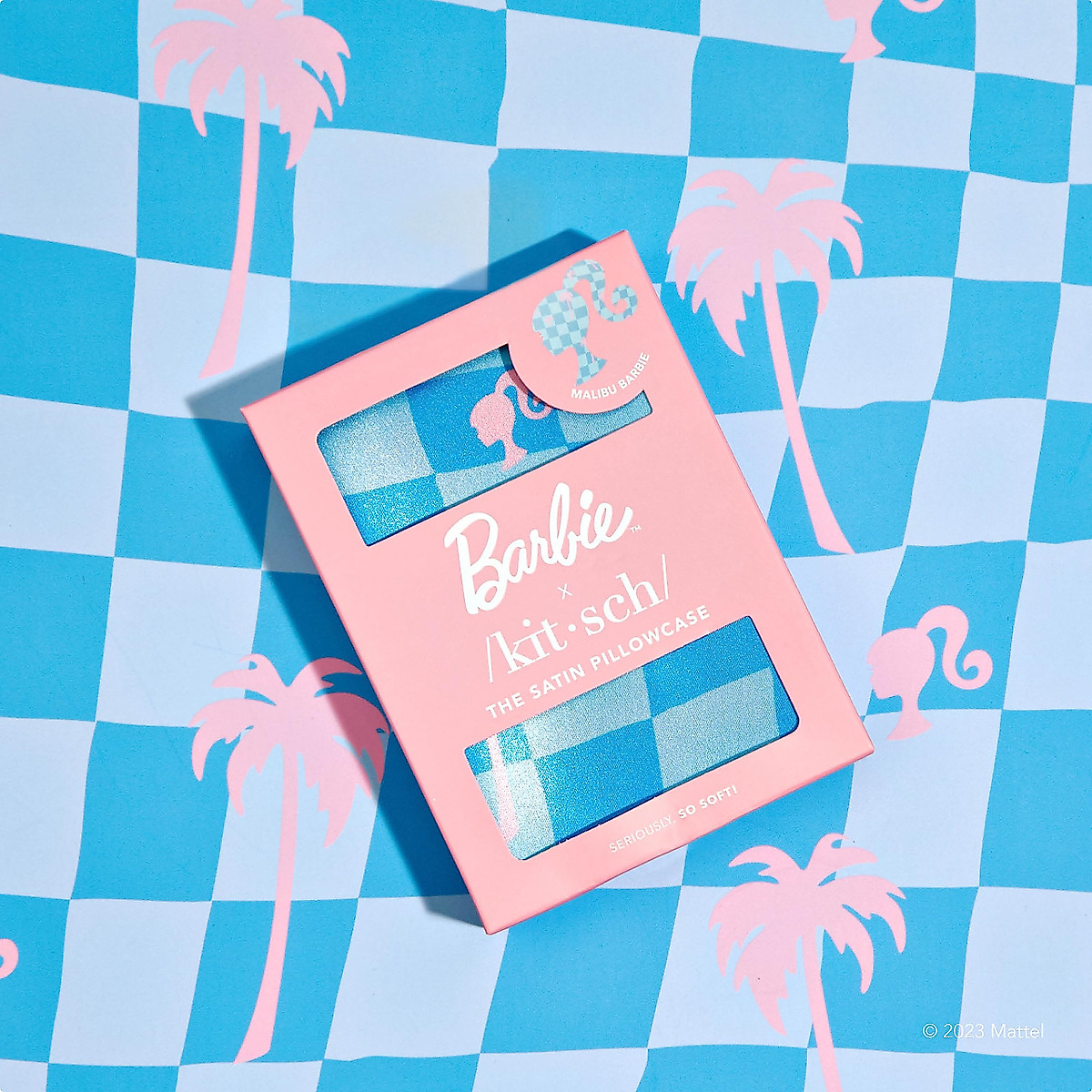 Barbie x Kitsch Satin Pillowcase with Zipper - Softer Than Silk Pillow Cases for Hair and Skin | Cooling Pillow Cases Covers | Satin Pillow Cases Standard Size 19x26 (Malibu Barbie, 1 Pack)