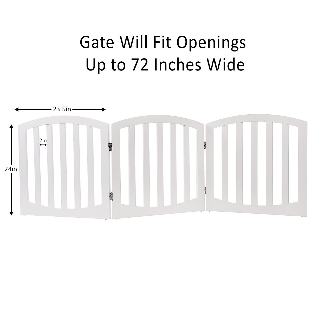 Arf pets Free Standing Wood Dog Gate, Step Over Pet Fence, 3 Panel 360° configurable,24" Tall, Foldable, Adjustable - White