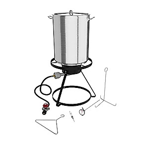 Krollen Industrial 30 Qt. Turkey Fryer Kit with Aluminum Stock Pot and Accessories - 55,000 BTU