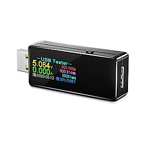 USB 3.0 Tester, Eversame IPS Color Display Digital Multimeter Voltmeter Current and Voltage Monitor, DC 5.1A/30V/150W Power Meter Tester, Test Speed of Chargers, Cables, Capacity of Power Banks-Black