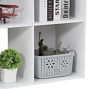 JupiterForce 9 Cube Storage Organizer Wooden Display Shelf W/ 5 Removable Back Panels, Customizable Bookcase Bookshelf for Home, Office, Bedroom and Living Room (White)