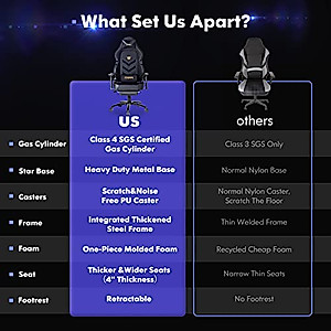 Big and Tall Gaming Chair with Footrest 350lbs-Racing Style Computer Gamer Chair, Ergonomic High Back PC Chair with Wide Seat, Reclining Back, 3D Armrest, Headrest and Lumbar Support for Adult-Black