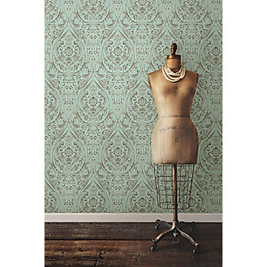 NuWallpaper NU2079 Nomad Damask Peel & Stick Wallpaper, Blue