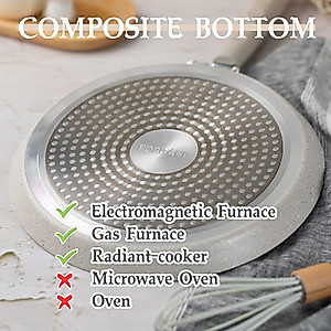 FORBAKE 9 Inch Crepe Pan with Spreader & Spatula, 2 Set Nonstick Granite Coating Dosa Pan, Aluminum Alloy Pancake Flat Skillet Tawa Griddle, Stay-Cool Handle, Induction Compatible Bottom