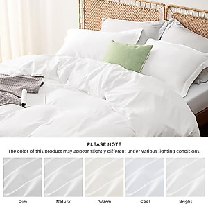 Bedsure White Duvet Cover King Size - Polyester & Rayon Derived from Bamboo Cooling Duvet Cover Set (104" x 90"), 3 Pieces with 2 Pillow Shams, Comforter Not Included