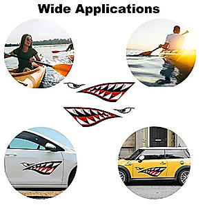 REJOYE 2Pcs Kayak Stickers Decals Waterproof Shark Teeth Mouth Reflective Boat Decals Stickers for Fishing Canoe Bboat Kayaking Accesories