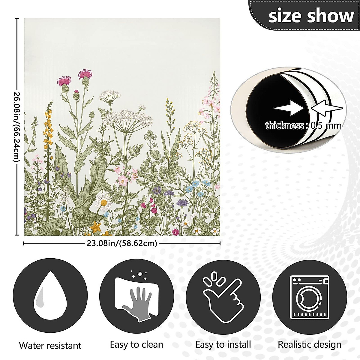 JUMBEAR Herb Flower Dishwasher Magnet Cover, Reuseable Refrigerator Magnet Cover Decal Fridge Microwave Stickers Holiday Party Decor, 23 x 26 Inch