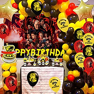 99pcs Cobraa Birthday Decoration Party Supplies Include Banner, Cake Toppers, Cupcake Toppers, Backdrop, Stars Foil Balloons, Stickers, Latex Balloons,for Kids Birthday Party