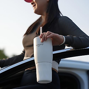 WOOVO 30 oz Tumbler with Lid and Straw - Insulated Double Wall Stainless Steel Water Bottle with SIlicone Boot - BPA Free Dishwasher Safe Tumbler, Reusable 30oz Travel Cup Stay Hot Cold - Black