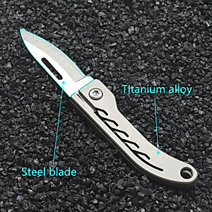 PJYTAC Mini Titanium Folding Pocket Knife, Very Small Portable Keychain Knife for Daily Use and Outdoors