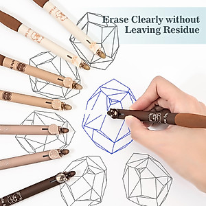 BAYTORY 8Pcs Cute Retractable Erasable Gel Pens, Blue and Black Ink Pen with Eraser Clear, Smooth Writing Comfortable to Use for Note Taking Marking Planner Crossword Puzzles (Coffee)