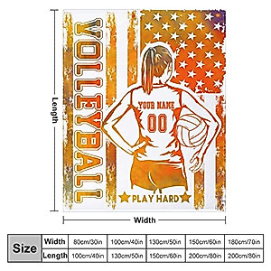 BEOIIBIRD Custom Volleyball Blanket Gifts, Throw Blankets 50”x40” Warm Cozy Soft, Personalized Blanket with Text for Athletes Players Children Girls Game Bed Sofa Couch Travel Car