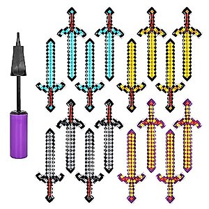 Gifolavy 16 Pack Craft Inflatable Weapon, Sword Pixel Inflatable Sword Inflatable Toys for Kids Birthday Party Cosplay Pool Party Favors
