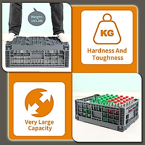 Collapsible Storage Bin Containe，52 Liter Transferheavy duty plastic storage box,milk crates heavy duty Transit storage of various items gray (1)