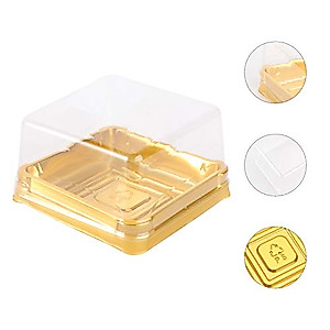 Chocolate Covered 50pcs Golden Mini Cake Boxes Clear Cake Box Macaron Boxes Square Dessert Boxes Moon Cake Box Packaging 5. 5 X 5. 5 X 4cm/ 2. 16 X 2. 16 X 1. 57inch Cupcake Boxes