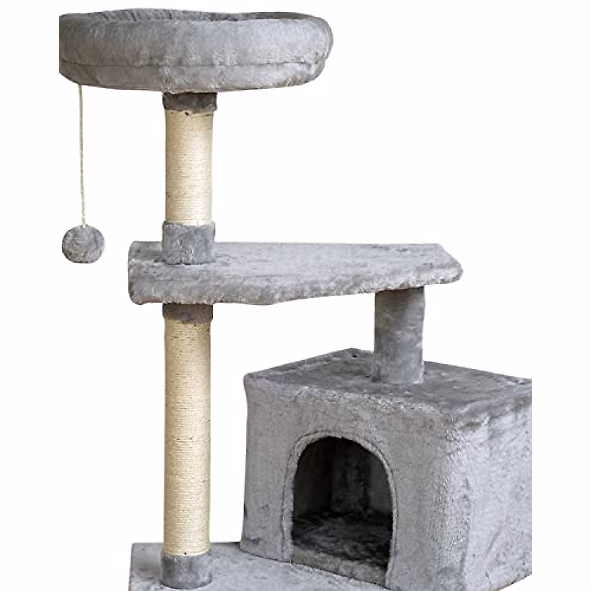 FISH&NAP Cat Tree for Indoor Cat Tower Cat Condo Sisal Scratching Posts with Jump Platform Cat Furniture Activity Center Play House Grey