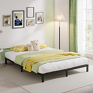 EMODA 6 Inch Full Size Bed Frame Heavy Duty Metal Platform No Box Spring Needed, Easy Assembly Noise Free, Black