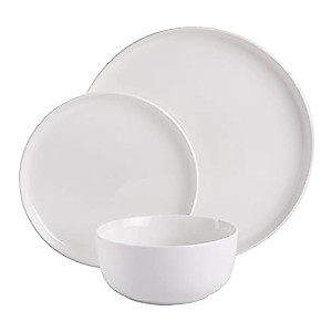 Gibson Home Oslo 12-Piece Porcelain Dinnerware Set, White,Service for 4