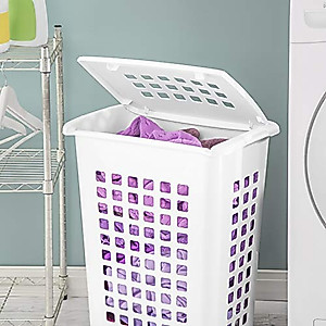 Sterilite 12238004 Rectangular LiftTop Laundry Hamper, White, 4-Pack