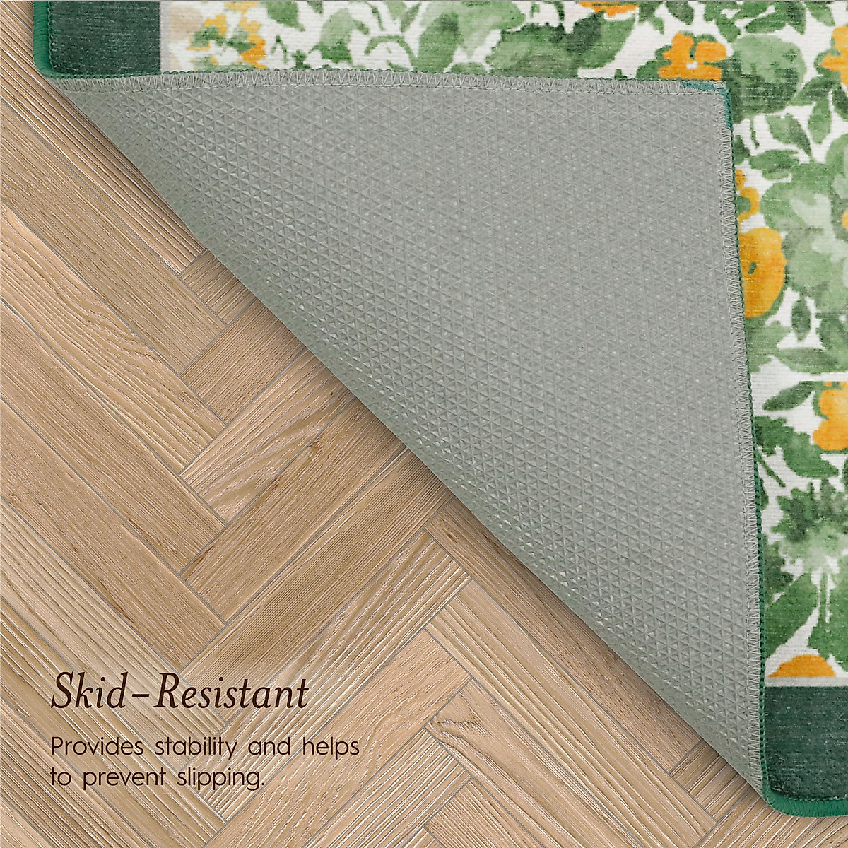 Laura Ashley Green Lovestone Floral Machine Washable & Slip Resistant 26" x 45" Accent Rug