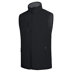 fit space Men's Lightweight Vest Softshell Sleeveless Windproof Jacket with Zipper Pocket Cycling Travel Hiking Running Golf (Black,Small)