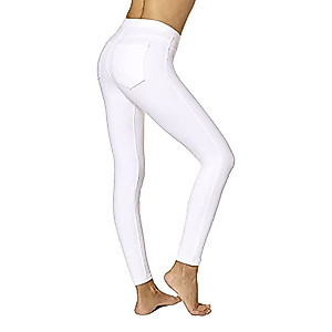 No nonsense womens Stretch Denim With Pockets Leggings, White, Large US