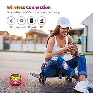 LENRUE Bluetooth Speaker, Small Mini Wireless Portable Speakers with Colorful Light, HiFi Sound, Long Playtime,Gift for Women Girls Kids Daughter Sister