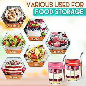 12 Pcs Overnight Oats Jars with Lid and Spoon, 12 oz Large Capacity Airtight Oatmeal Container Bulk with Measurement Marks, Mason Jars with Lid for Cereal on the Go Container