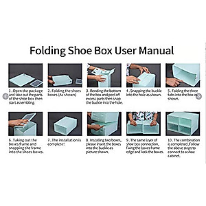 Shoe Box Organizer, Clear Flodable Shoe Storage Box with Lids Drop Front Sneaker Cases for Men Stackable Shoe Container Organizer for Entryway Bedroom Closets, Fits Men's Size 12, Pack of 12 (White)