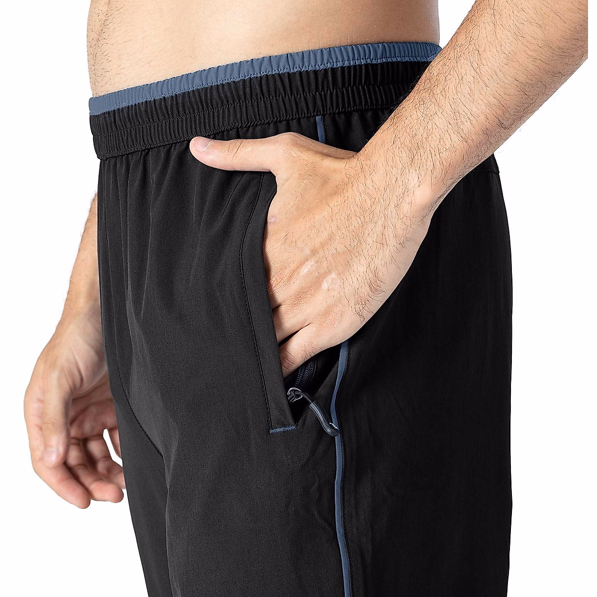 Rdruko Men's Sweat Pants Lightweight Workout Gym Jogging Track Athletic Pants Zipper Pockets Black Gray X-Large