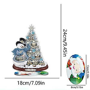 Orgone DIY 5D Snowman Diamond Painting Desk Ornaments Kits Special Shaped Rhinestones Wooden Diamond Art Desktop Ornament for Christmas Xmas Table Office Home Decoration Housewarming Birthday Gift