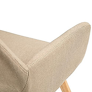HOMCOM Dining Chairs Set of 2 Home Modern Accent Armchair for Bedroom Living Room with Fabric Surface and Solid Wood Legs, Taupe