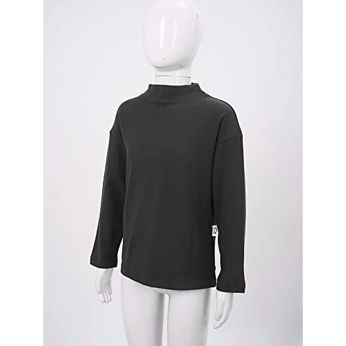 Xnihocha Kids Boys Girls Turtleneck Thermal T-Shirts Long Sleeves Tops Cotton Tee Undershirts Black 9-10 Years