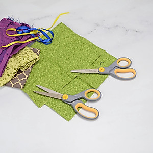 Westcott 13901 8-Inch Titanium Scissors For Office and Home, Yellow/Gray, 2 Pack