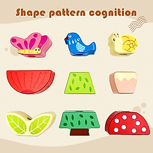 Xylolin Wooden Garden Stacker, Toddler Stacking Toys Garden Blocks, Sorting and Stacking Blocks for Toddlers 1-3, Preschool Early Learning and Educational Toys for Kids