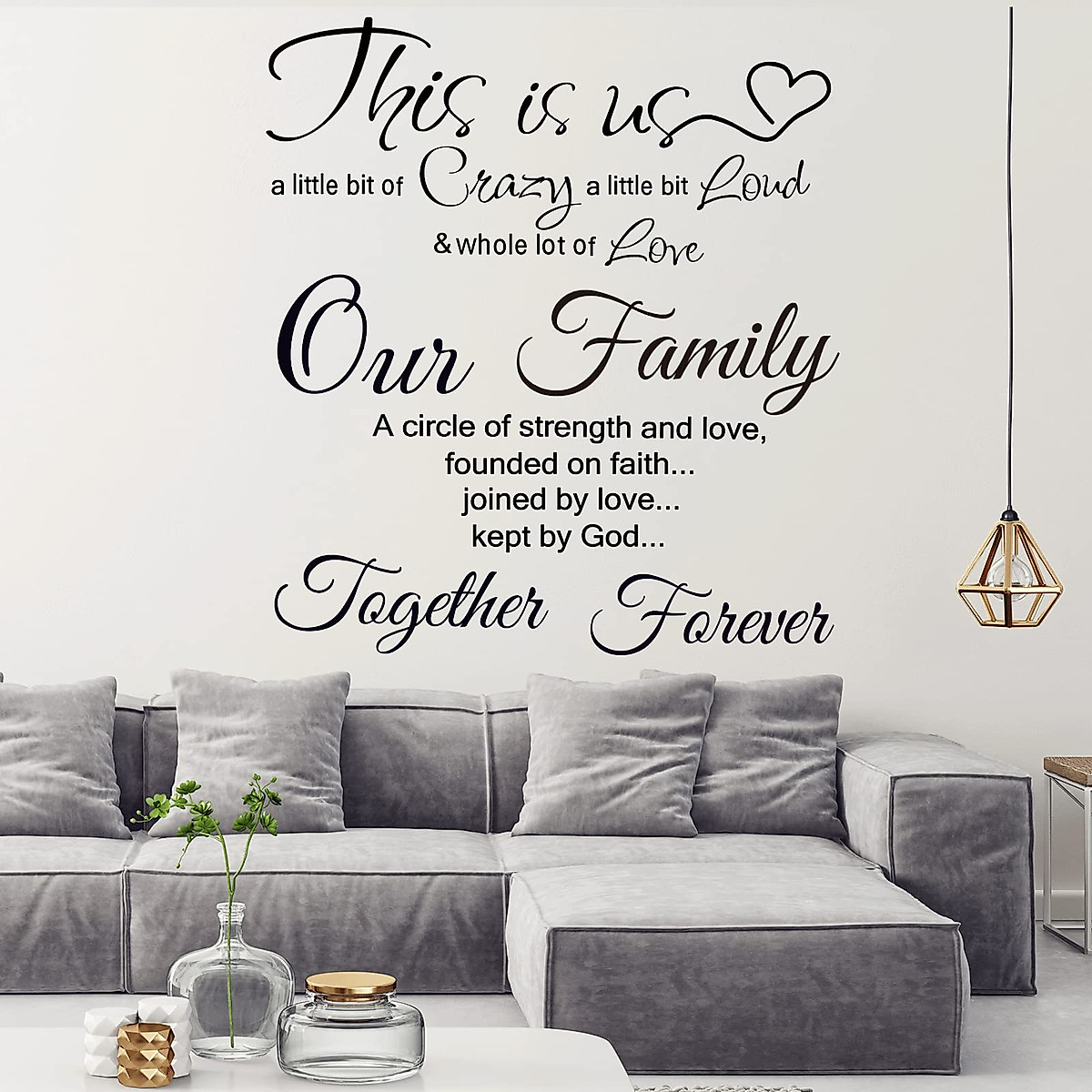 Rotumaty Family Quotes Wall Decals This is Us Wall Decor Vinyl Wall Stickers for Living Room Bedroom Inspirational Art Wall Decorations for Home Office Teen Dorm