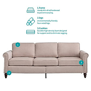 BALUS Soft Couches Set for Living Room, 3 Piece Modular Sectional Sofa with 5.9" Thicken Cushion, Including Three Seat Sofa, Loveseat and Single Chair for Apartment Furniture Set, Beige