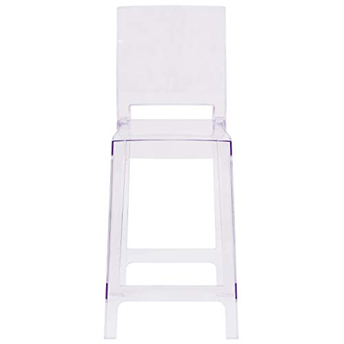 Flash Furniture 4 Pack Ghost Counter Stool with Square Back in Transparent Crystal