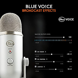Blue Yeti USB Microphone for PC, Mac, Gaming, Recording, Streaming, Podcasting, Studio and Computer Condenser Mic with Blue VO!CE effects, 4 Pickup Patterns, Plug and Play – Silver