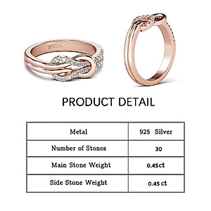 Jeulia Knot Design Band Classic Rings for Women cz Sterling Silver Eternity Rings Wedding Engagement Anniversary Promise Rings Bridal Sets (Rose Gold, 7)