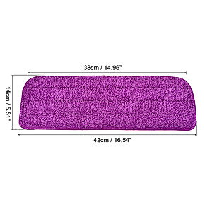 MECCANIXITY Microfiber Mop Replacement Heads 42x14cm for Wet/Dry Mop Floor Cleaning Pads, Purple Pack of 3