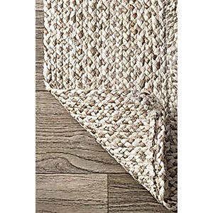 nuLOOM Braided Yvette Trellis Jute Area Rug, 4' x 6', Natural
