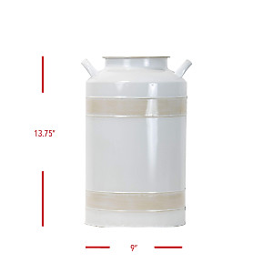 Foreside Home and Garden Antique White Large Metal Milk Jug Decorative Vase