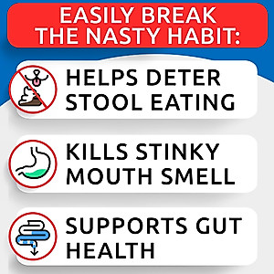 NO Poo Treats - Prevent Dog Poop Eating - Coprophagia Treatment - Stool Eating Deterrent - Probiotics & Enzymes - Digestive Health + Breath Aid - Made in USA - 180 Chews