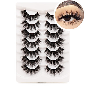 Fyonas False Eyelashes Pack 20MM Super Fluffy 6D Faux Mink Lashes Soft Long Dramatic Luxury Volume Eye Lashes 7 Pairs Pack