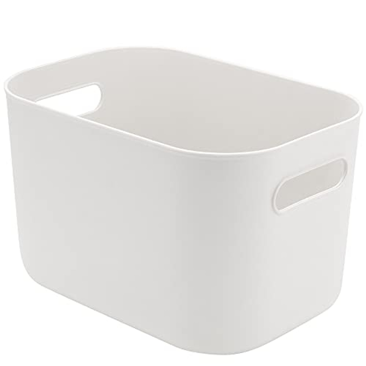 JOIKIT 6 Pack White Storage Bins with Handles, White Bathroom Kitchen Organizer Bin, White Plastic Vanity Storage Bins for Hand Soap, Body Washes, Towels, Shampoos, Lotions, Bath Balls, 10 x 7 x 6.3 Inch