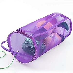 Large Capacity Yarn Bag Organizer Knitting Yarn Storage Bag Portable Knitting Tote Bag for Yarn Holder Dispenser for Sewing Storage(Purple)